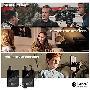 D Debra DV-02 UHF Wireless Lavalier Microphone with Remote Real-time Monitor Compatible with Smart Phone, DSLR Camera for Video Recording Interview (DV-02)