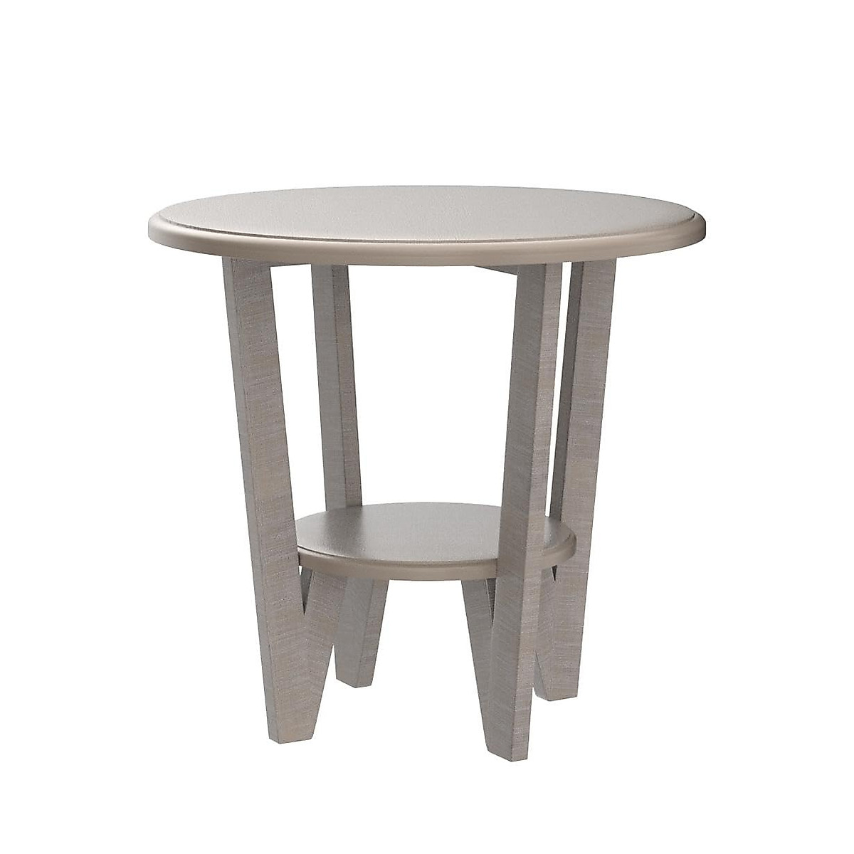 COZAYH Rustic Farmhouse end Table with Storage Shelf, French Country Accent Side Table for Family, Dinning or Living Room, Small Spaces, Modern, Round, Vintage Grey Finish