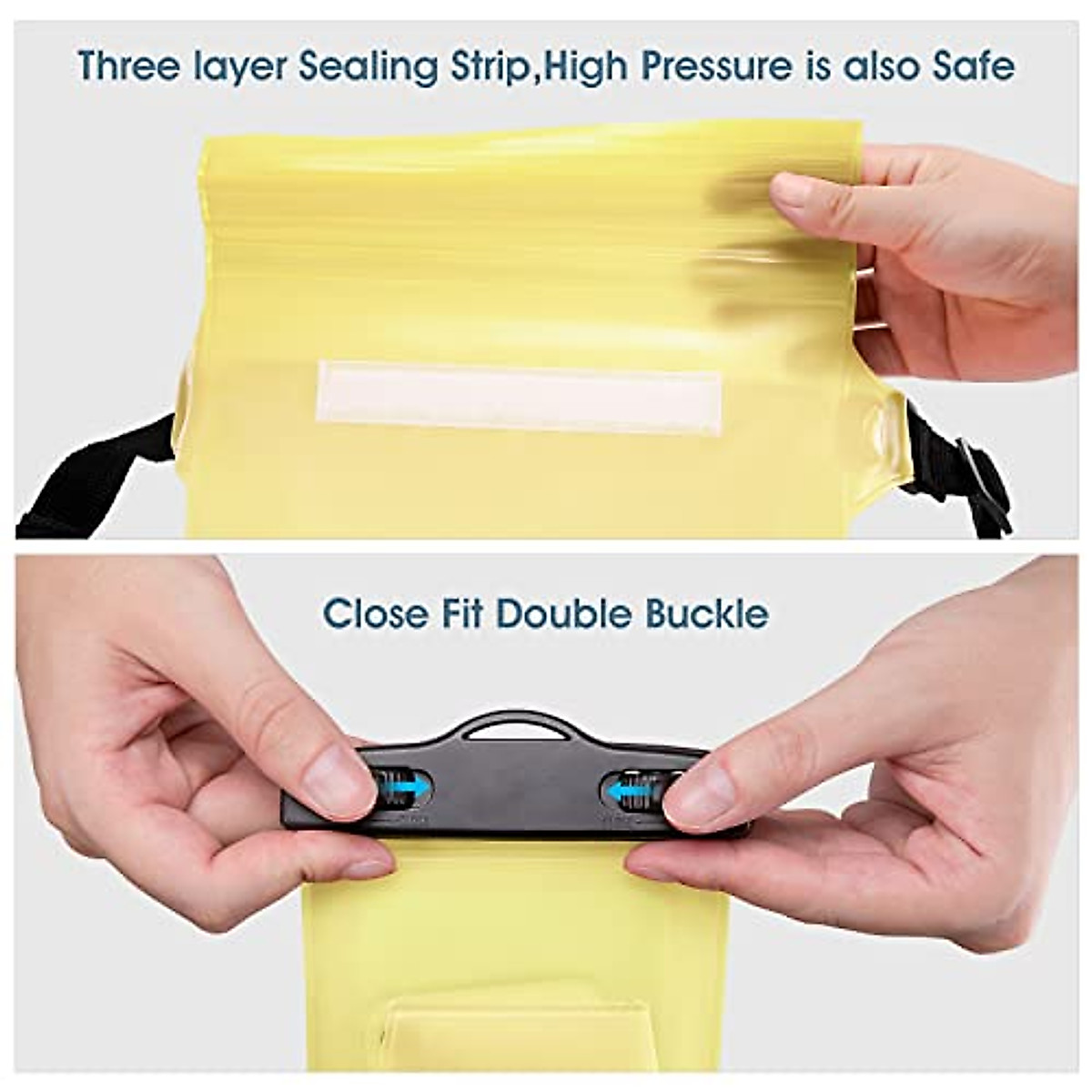 MILPROX Waterproof Phone Holder Pouch, [2 Pack] Universal Float Dry Bag，IPX8 Underwater Fanny Pack Phone Case with Neck Arm Waist Strap for All iPhone Galaxy Pixel Phone Up to 7.0" -Yellow