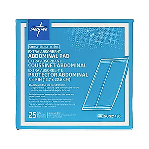 Medline Medline Sterile Abdominal Pad, NON21450H, 5 inch x 9 inch, 2 Packs of 25 Count