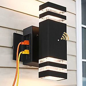 TEBLAMPUE Porch Lights with GFCI Outlet, Dusk to Dawn Outdoor Lights with Outlet, IP65 Waterproof Anti-Rust Exterior Light Fixture Outside Wall Sconce for House Porch Garage Front Door