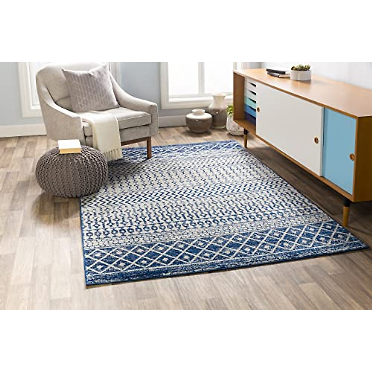 Artistic Weavers Chester Boho Moroccan Area Rug 5'3" x 7'6" , Royal Blue