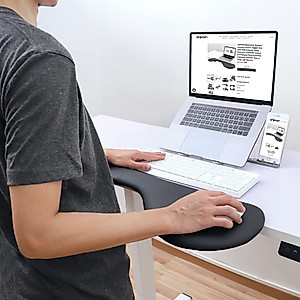 AHPOON Ergonomics Desk Extender Tray,Keyboard Drawer Tray 26.8"x8.5" Punch-Free Clamp on,Table Mount Armrest Shelf, Computer Elbow Arm Support
