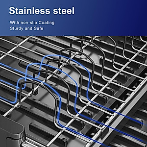 Dish Drying Rack, Large Capacity Kitchen Counter Dish Rack, Auto-Drain Expandable(13.5"-22") Anti-Rust Stainless steels Dish Strainer with Drainboard, Wine Glass Holder and Utensil Holder, Black