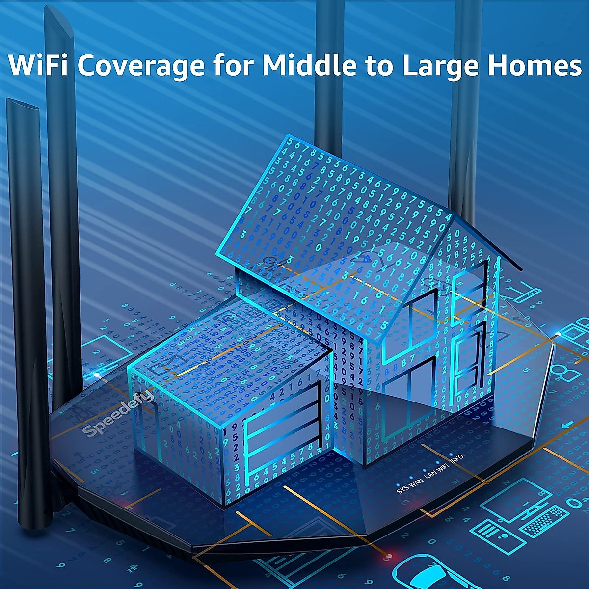 Speedefy High Speed Pro WiFi Router - Dual Band AC2100 Wireless Router for Streaming & Gaming, Up to 35 Devices, 2000 sq.ft Coverage, 4X4 MU-MIMO, USB Port, Parental Control (Model: K8)