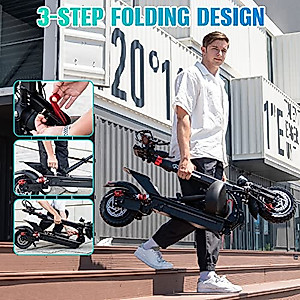 EVERCROSS App-Enabled Electric Scooter, Electric Scooter Adults with 800W Motor, Up to 28 MPH & 28 Miles E-Scooter, Electric Scooter with Seat, Folding Offroad Electric Scooter with 10'' Solid Tires