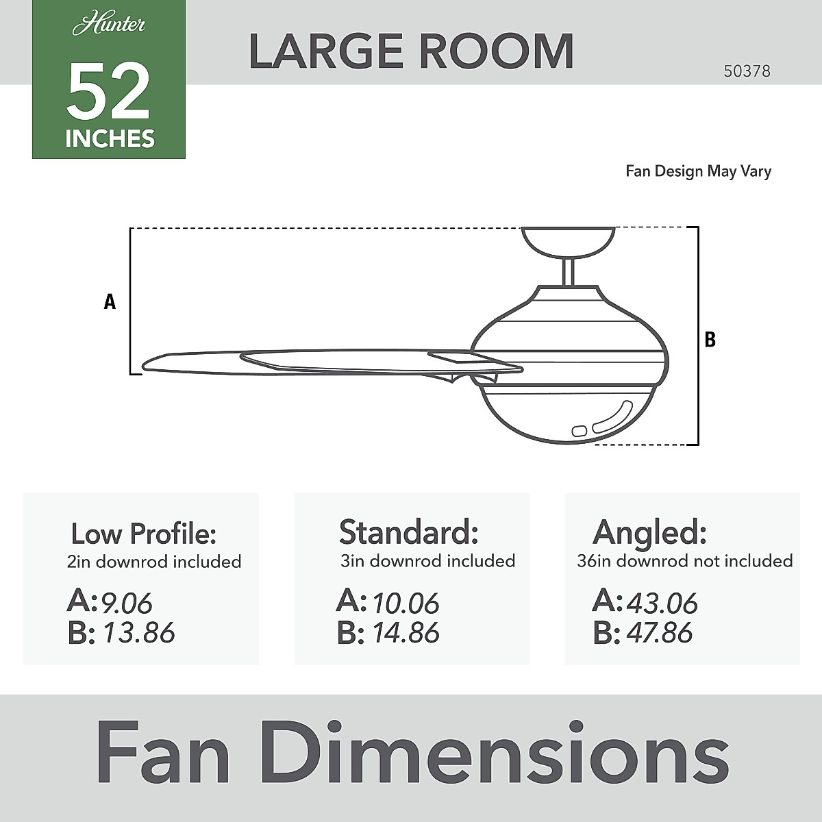 Hunter Fan Company, 50378, 52 inch Aker Fresh White Ceiling Fan with LED Light Kit and Pull Chain