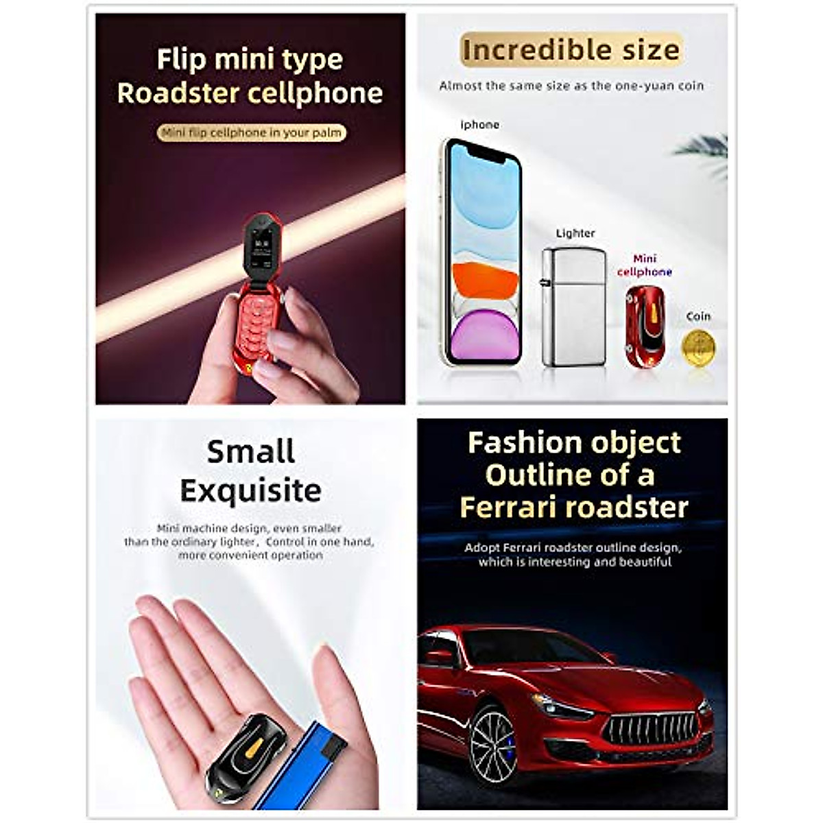 Tuanzi F18 Smallest Flip Cellphone GSM Unlocked 2G Mini Phone MTK6261 Bluetooth Mini Backup Pocket Portable Car Model Mobile Phone Gift for Kids (Gold)