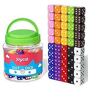JoyCat 16mm 6 Sided Dice Set Standard Game Dice Kids for Board Games Dice Games Math Dice for Classroom with Storage Bucket (100, Opaque)