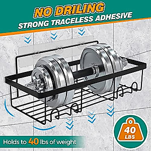 Shower Caddy, 5-Pack Shower Shelves Adhesive Shower Organizer No Drilling, Large Capacity Rustproof Stainless Steel Bathroom Show Shelf With Soap Holder, Food Storage Basket for Kitchen Storage