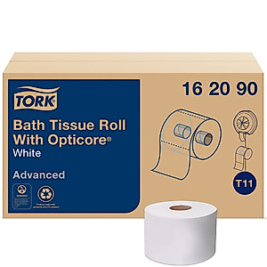 Tork OptiCore Mid-size Toilet Paper Roll White T11, Advanced, 2-ply, 36 x 865 sheets, 162090