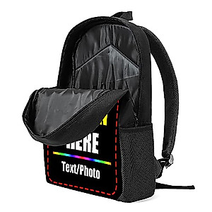 Husguciy Custom Backpack Set, Personalized Bookbag with Insulated Lunch Tote and Pencil Pouch 3Pcs, Customized 3 Piece Set Backpack with Your Name Text Photo for Boys Girls Adult