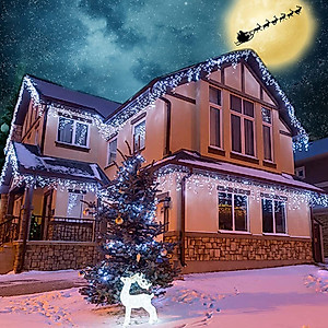 Joomer Christmas Icicle Lights,300 LED 29ft 8 Modes with 60 Drops,Christmas Lights with Timer,Waterproof Connectable Outdoor String Lights for Holiday,Wedding,Party Christmas Decorations(White)