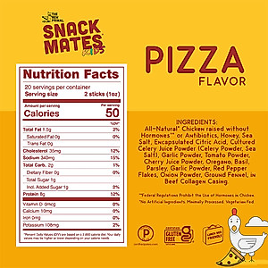 The New Primal Snack Mates Pizza Chicken Sticks, Gluten Free Healthy Snacks for Kids, Low Sugar High Protein Kids Snack for School, Mini Paleo Jerky Meat Stick, 8g Protein, 50 Calories, 10 Pack