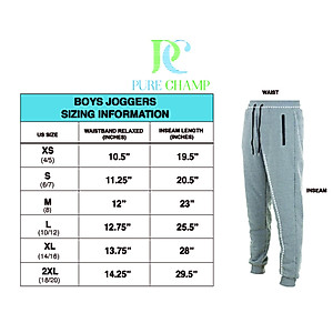 PURE CHAMP 3Pk Boys Sweatpants Fleece Athletic Workout Kids Clothes Boys Joggers with Zipper Pocket and Drawstring Size 4-20 (SET3 Size 6/7)