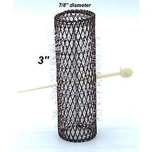 12 pc Vintage Style Hair Rollers BRUSH ROLLERS & 12 PINS - Mesh Hair Curlers with Bristles 3"x 7/8" (12 Large Rollers & Pins)