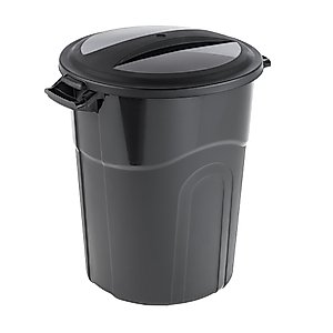 LFWCZS 20 Gallon Heavy Duty Plastic Garbage Can, Included Lid, Black, TC-20GL