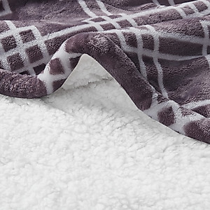 Serta Reversible Fleece to Sherpa Electric Blanket Fast Heating Soft Cover, Safety Auto Shut Off Timer, Low EMF, Multi Heat Setting, ETL Certified, Machine Washable, Purple Geo Throw (50"x 60")