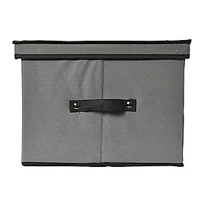 Household Essentials Large Serveware Storage Box, Polyester Canvas with Fiberboard Sides, 3 Protective Pouches, Foldable and Stackable, Fully Removable Lid, Gray