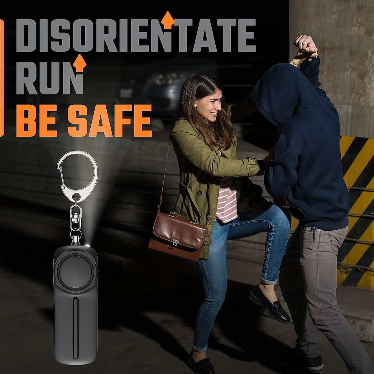 Personal Alarm Keychain for Women Self Defense - Loud Safety Whistle Alert Device with LED Light – 130 dB Emergency Security Handheld Siren Key Chain by WETEN, Black