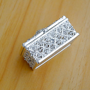 SEVENBEES Silver Trinket Box Jewelry Box with Crystals Small Trinket Boxes Hinged Gift Ring Holder for Girls or Women