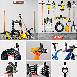 TORACK Garage Hooks Heavy Duty, 15 Pack Wall Mount Steel Utility Hooks&Hangers, Anti-Slip Rubber Coated, Garage Storage Organizer for Garden Tools, Power Tools, Ladders, Brooms, Bikes, Bulk Items