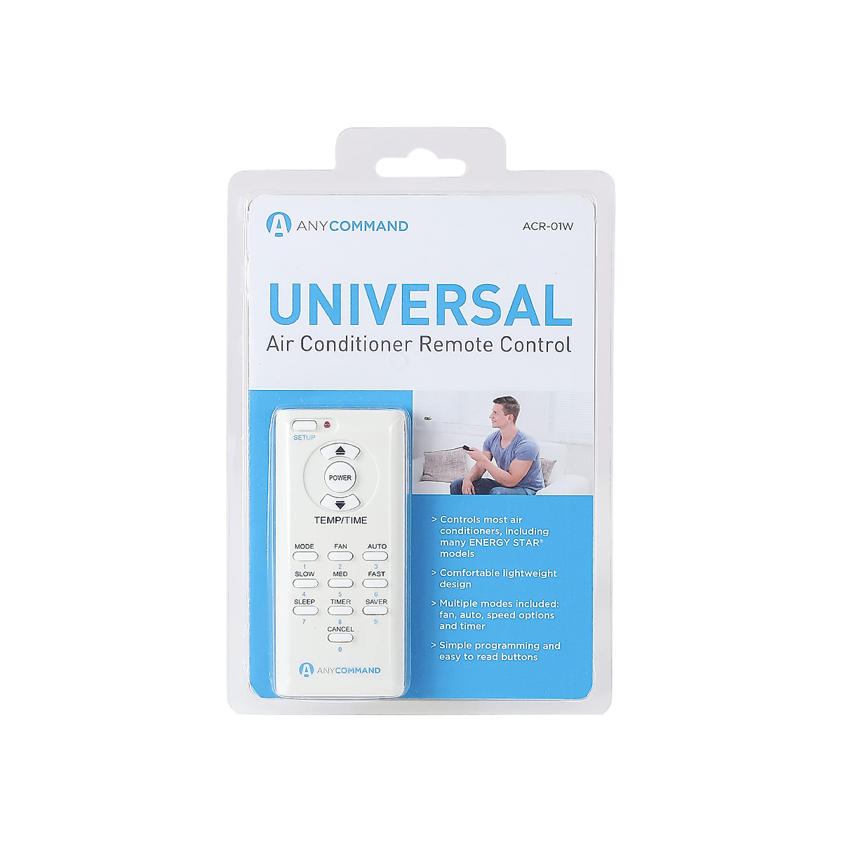 AnyCommand Universal Air Conditioner Remote Control, AC Remote for Over 60 Brands, Lightweight AC Remote Control Universal with Multiple Modes, White