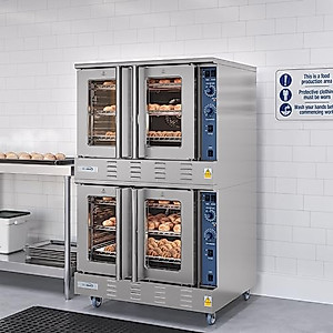 KoolMore 38 in. Full-Size Double Commercial Natural Gas Convection Oven 108,000 BTU With Stacking Kit in Stainless-Steel (KM-DCCO54-NG)