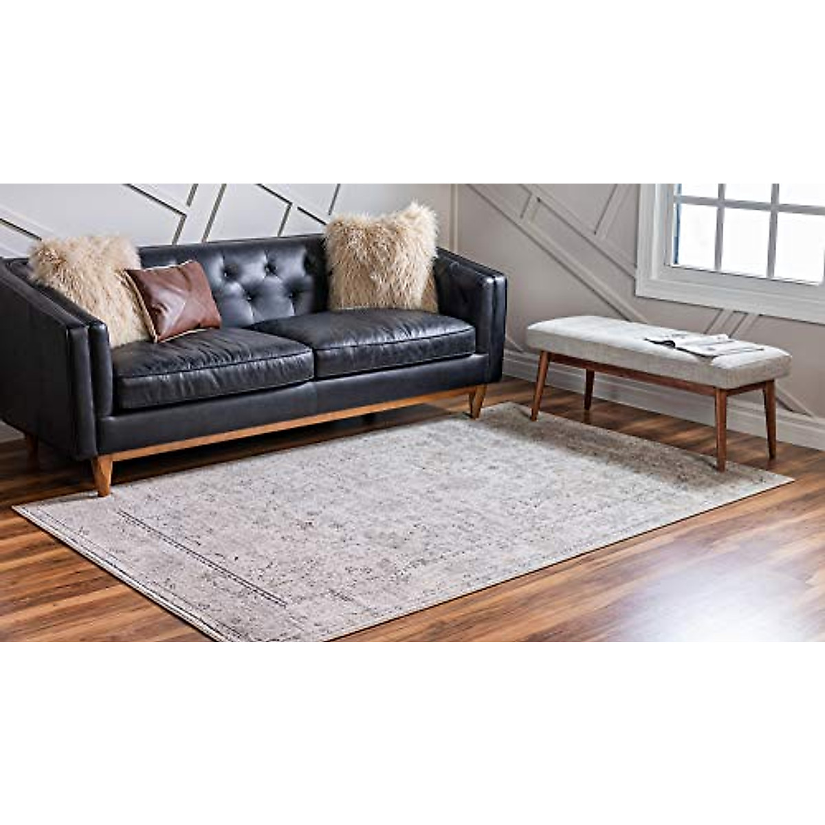 Unique Loom Portland Collection Bohemian Vintage Inspired Tone Design Area Rug, 10' 0" x 13' 0", Ivory/Gray