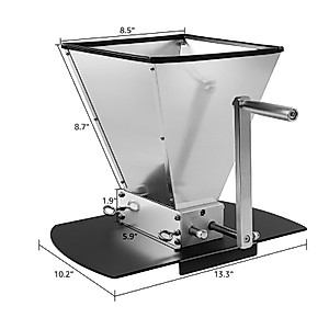 FERRODAY Malt Mill Malted Grain Mill 2 Roller Stainless Steel Malt Crusher Heavy Duty Malt Mill Homebrew Grain Crusher Adjustable Barley Grinder Low Speed Drill Available Manual Malt Mill Brew Mill