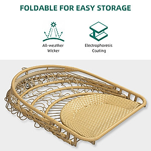 YITAHOME Swing Egg Chair with Cushions 350lbs, Wicker Hammock Chair Foldable Hanging Basket Chair W/O Stand for Outdoor, Indoor, Patio, Bedroom - Beige