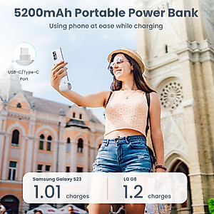 [2 Pack]Mini Portable Charger USB-C Power Bank, 5200mAh Portable Phone Charger,Compact Plug in Battery Pack Compatible with iPhone 15/15 Plus/15 Pro/15 Pro Max Samsung S23 iPad Pro Android Phones etc