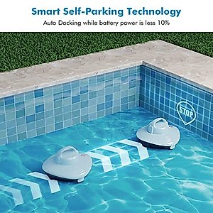 Hydrus Robotic Cordless Pool Vacuum Cleaner for Above Ground Pools with Powerful Dual Brushless Motors,90 Mins Runtime, Self-Parking,Automatic Robot Cleaners for Inground Flat Pools up to 50 Ft