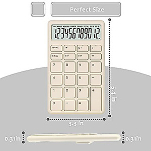 VEWINGL 12 Digit Calculator,Hold with one Hand,4 Function Calculator with Large LCD Display for Office,School,Home & Business Use,Automatic Sleep,5.4 * 3.3in