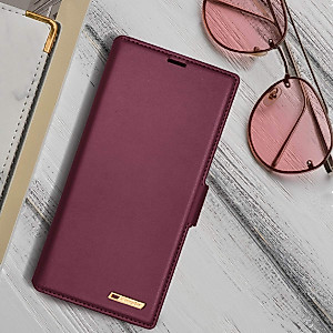 Fingic for Samsung Note 10 Case,Note 10 Wallet Case,PU Leather Wallet Case 2 ID &Credit Cards Slots Holder Side Pocket Kickstand Feature Flip Case Cover for Samsung Galaxy Note 10 6.3"(2019)-Wine Red