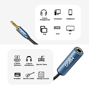 MillSO Bundle 6.35mm 1/4 Female to 3.5mm 1/8 TRS Male Stereo Audio Cable for Amplifiers, Guitar, Keyboard Piano, Home Theater, Mixing Console, Headphones