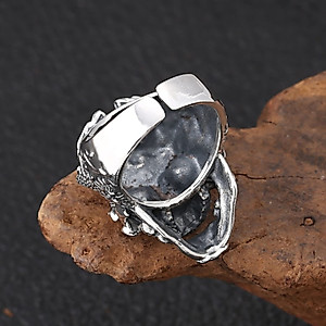 Ring Men's Ring Skull Ring Gothic Stainless Steel Silver Plated Handmade Personality Demon Ring Engraved 3D Pattern Opening (Skull)