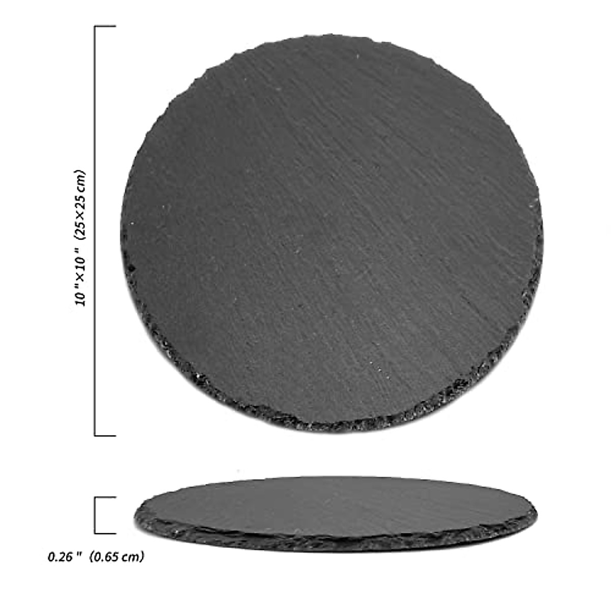 Round Slate Platter Plates, Appetizer and Cheese Plates,10”x10” Black Stone Charcuterie Boards,Sushi Mat,Cake and Pastry Tray（25x25cm,2pc）…
