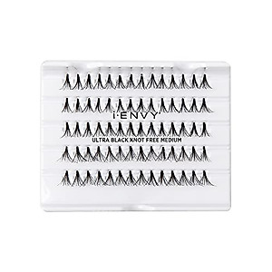 i-ENVY By KISS Ultra Black Knot Free Lashes, Natural & Bold Look, 280 Individual Remy Hair Lashes, Lightweight, Easy-to-Use, Perfect for Subtle Enhancement (Medium)