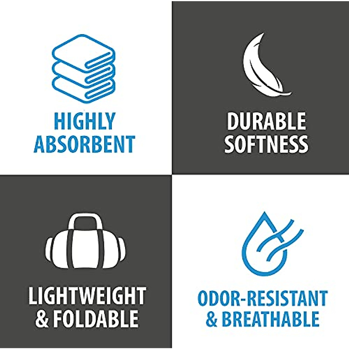 OlimpiaFit Quick Dry Towel - 3 Size Pack of Lightweight Microfiber Travel Towels w/Bag - Fast Drying Towel Set for Camping, Beach, Gym, Backpacking, Sports, Yoga & Swim Use﻿ (GREY)