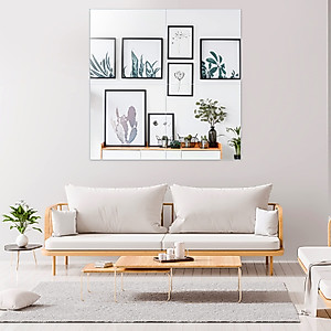 Smartchoices Full Length Wall Mirror Tiles, 14'' x 4PCS Adhesive Mirror Tiles, Frameless Full Body Glass Mirror for Bedroom Living Room Dorm Home Gym