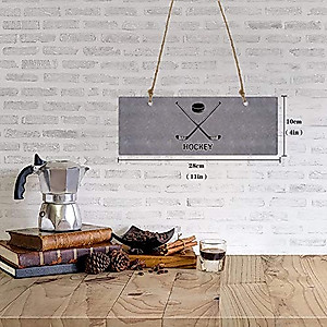 Wooden Hanging Wall Decor Sign-Hockey Gray Vintage,Welcome Door Hanging Sign Home Decor Wall Art Plaque Sign for Living Room Kitchen Farmhouse