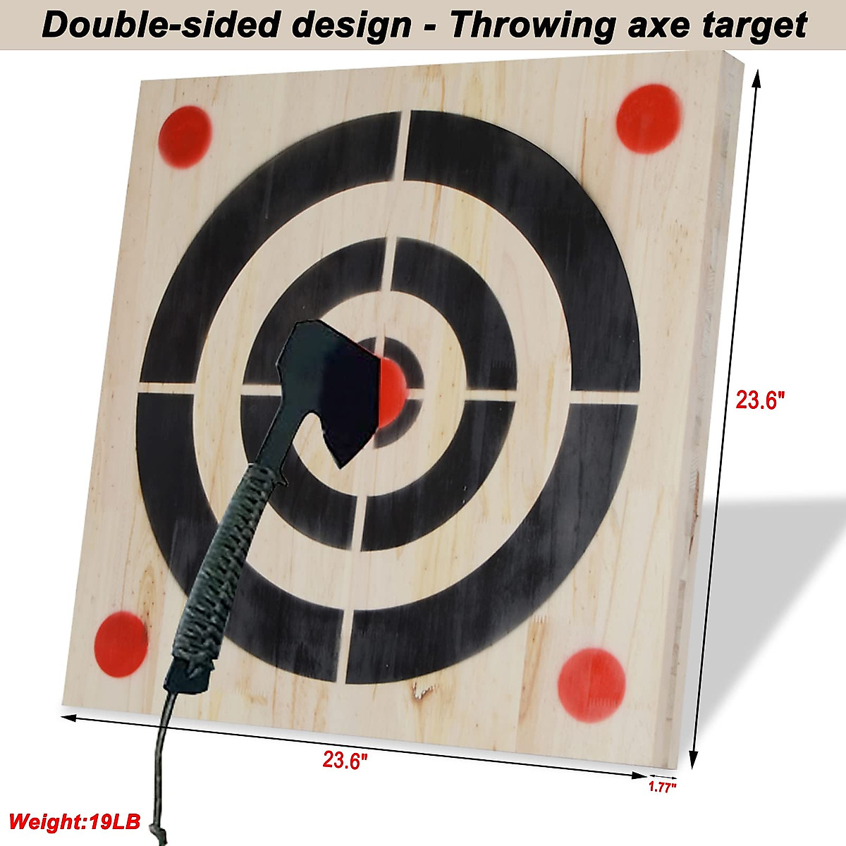 Heavy Wooden Axe Throwing Target & Knife Throwing Target with Handles