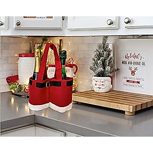 Christmas Decorations Gift Bags – Decorations for Bottles, Festive Bags Sweater Party Table decor - Santa Outfit Design, Christmas Tableware, Silverware Holders, Wine Bottle Bags, Candy Pouch Bag, Knife Spoon Fork Bag, Mini Christmas Stockings for Xmas Gi