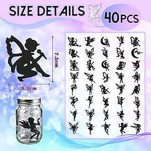 40 Pieces Laser Cut Card Fairies Mermaid Scrapbook Fairy Silhouettes Mermaid Cutouts Fairy Die Cuts for Lantern Jars Wall Painting Scrapbook Windows Glass and Phones Decoration (Fairy)