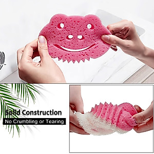 SmilePowo Double-Sided Bath Sponges, Personalized Frog Design, Soft&Gentle Cleaning Exfoliation, Loofah Body Scrubber Shower Body Sponges for Men,Women,Kids, 2 Packs Colorful as Gift for Family