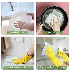 Aimisin 100% Bamboo Kitchen Dish Cloths, Green Washcloths Dish Towels, Ultra Absorbent Fast Drying, Strongly Removes Oil and Dirt, Reusable Environmentally Friendly Rags. 6Pcs, 11.8''x11.8''