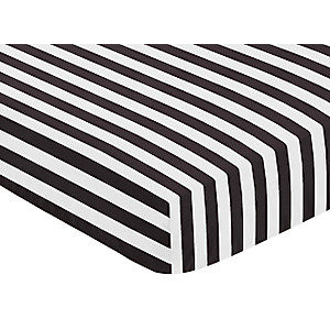 Fitted Crib Sheet for Paris Baby or Toddler Bedding by Sweet Jojo Designs - Black and White Stripe