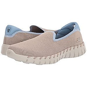 Skechers Women's GO Walk Smart 2-Stretch Knit Sneaker, Taupe/Blue, 7.5