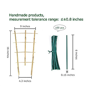 Cambaverd 3 Pack Min Bamboo Trellis 16 in Fan -Shaped Plant Support Trellis with Twist Ties for Indoor Mini Climbing Plants Hoya Potted Plants House Plants Vine Ivy